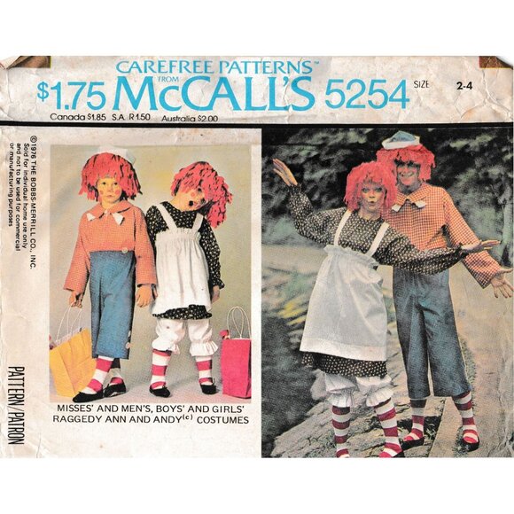 McCall's | Office | Vintage Sewing Pattern Mccalls 5254 Carefree Patterns Raggedy Ann And Andy ...